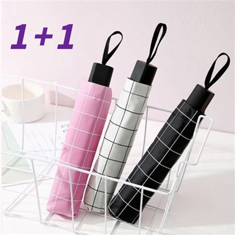 Uv 3단 체크무늬 접이식 예쁜 학생 양우산 자외선 햇빛차단 양산 암막 튼튼한 우산 에누리 가격비교