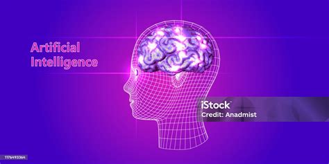 추상 디지털 인간의 머리와 뇌 인공 지능 개념 3d 와이어 프레임 헤드 개념 벡터 그림입니다 3차원 형태에 대한 스톡 벡터 아트 및 기타 이미지 Istock