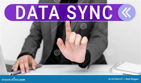 Hand Writing Sign Data Sync Concept Meaning Data That Is Continuously