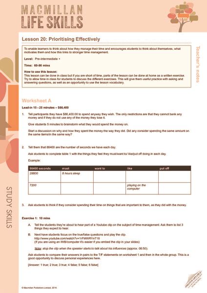 Prioritising Effectively Lesson Plan For 6th Higher Ed Lesson Planet
