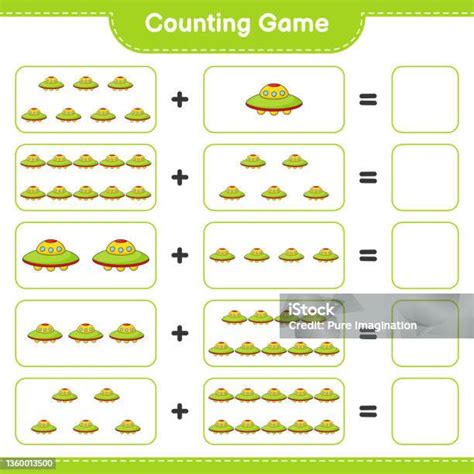 카운트 앤 매치 Ufo 수를 계산하고 올바른 숫자와 일치합니다 교육 어린이 게임 인쇄 워크 시트 벡터 일러스트레이션 0명에 대한 스톡 벡터 아트 및 기타 이미지 Istock