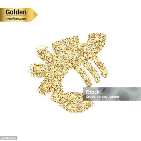 골드 반짝이 랍스터 배경에 고립의 벡터 아이콘입니다 예술 창작 개념 그림 웹 노을 빛 색종이 밝은 장식 스파클 반짝이 추상 블 링 쉬머 먼지 호 일 갈고리 발톱에 대한 스톡