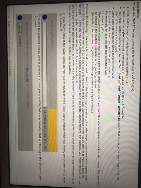 Solved 5 We Will Use Matlab To Approximate The Function Fx