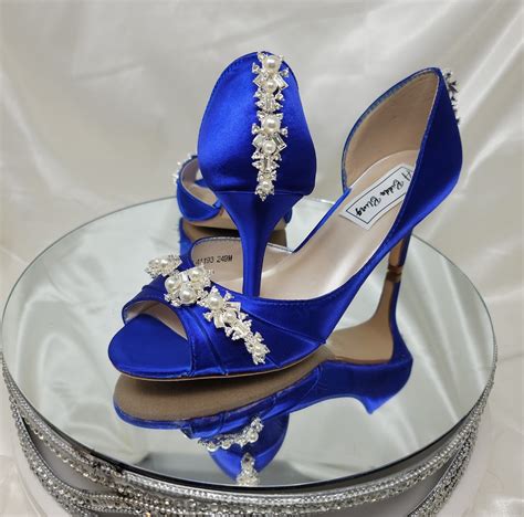 Blue Wedding Shoes Blue Bridal Shoes With Crystal Pearl Design Royal