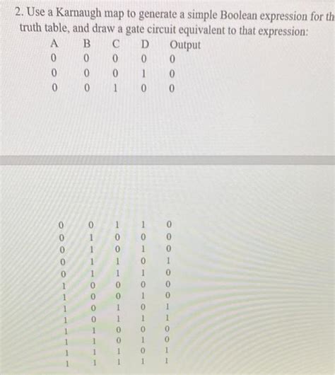 Solved 2 Use A Karnaugh Map To Generate A Simple Boolean