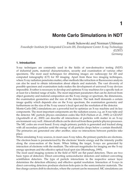 Pdf Monte Carlo Simulations In Ndt