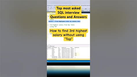 How To Find The Third Highest Salary From A Table Sql Sqlqueries Coding Shorts Coding Youtube