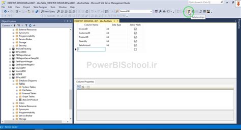 درس 11 ساخت جدول در Sql Server مدرسه Power Bi