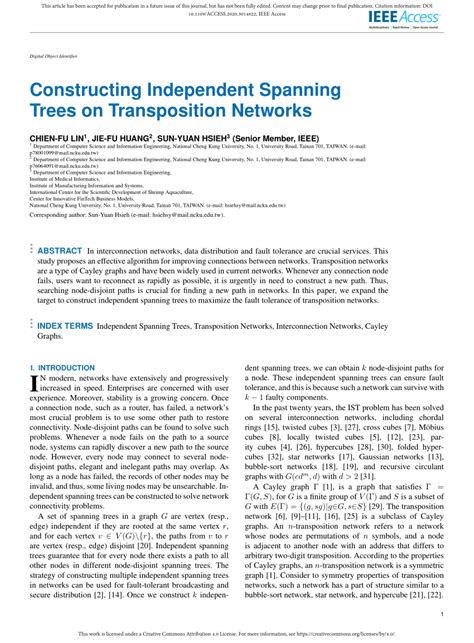 pdf constructing independent spanning trees on transposition networks