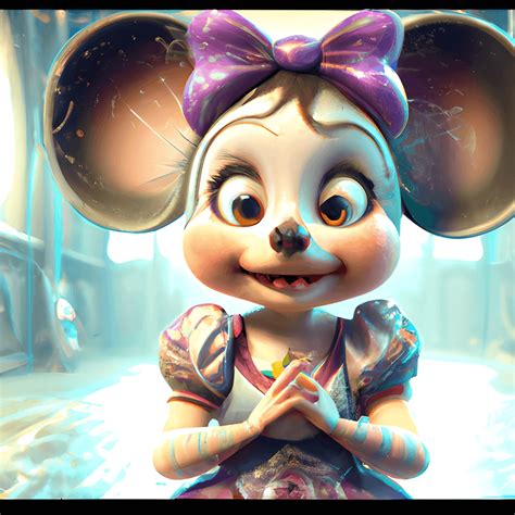 Create An Animation Video With Hyper Realistic Detail Minnie Mouse In Pastel Colors And Vray For
