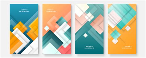 현대 추상적 인 소셜 미디어 템플릿은 세트 최소한의 커버 디자인을 다룹니다 다채로운 기하학적 배경 벡터 일러스트레이션 0명에 대한 스톡 벡터 아트 및 기타 이미지 Istock