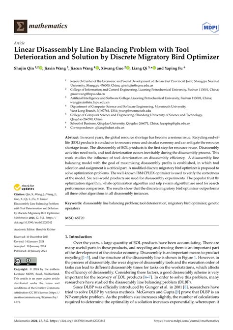 Pdf Linear Disassembly Line Balancing Problem With Tool Deterioration
