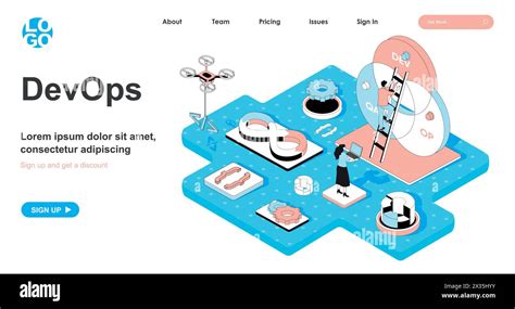 Devops Isometric Concept Monitoring And Optimization Of Development