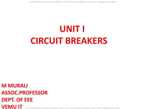 Jntua Switchgear And Protection Ppt Notes R20pdf