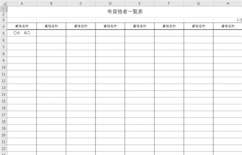 有資格者一覧表（excel）無料テンプレート「01273」は建設現場で役立つ！｜