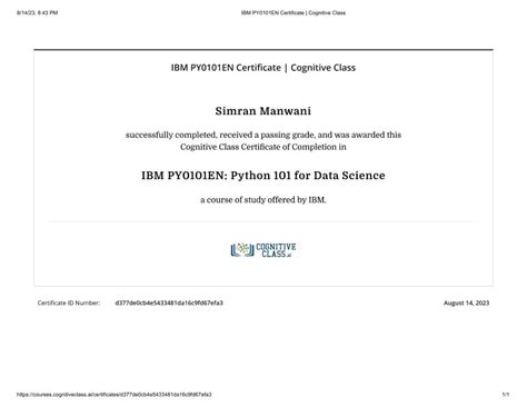 cognitiveclass pythoncertification lifelonglearner simran manwani
