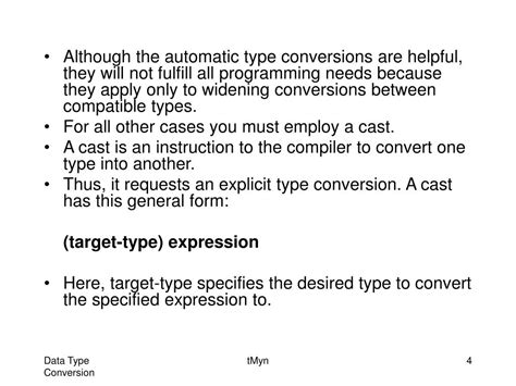 Ppt Data Type Conversion And Casting Powerpoint Presentation Free