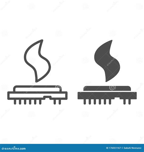 Cpu Heat Line And Solid Icon Processor Temperature Microchip