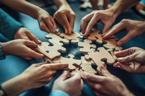 Business Team Assembling Jigsaw Puzzle Concept Of Cooperation And
