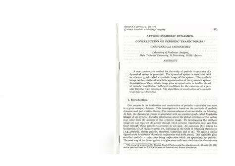 Pdf Applied Symbolic Dynamics Construction Of Periodic Trajectories