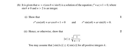 Solved b It is given that w r cosθ isinθ is a solution Chegg com