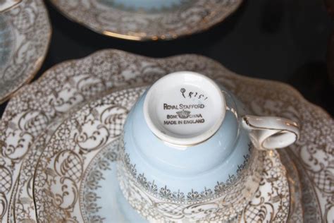 【旭鑫骨瓷】royal Standard 金絲粉藍下午茶杯組 一戰時期 茶杯 蛋糕盤 E16 Yahoo奇摩拍賣