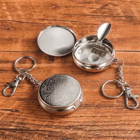 Pocket Ashtray Mini Ash Box Case Ash Tray With Key Chain Portable