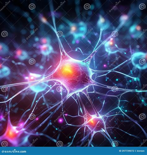 Intricate Dance Of Illuminated Neurons Generative Ai Stock