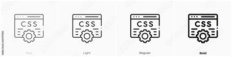 Css Icon Thin Light Regular And Bold Style Design Isolated On White Background Stock Vector