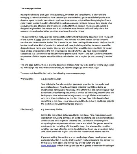 7 Screenplay Outline Templates Doc Excel Pdf