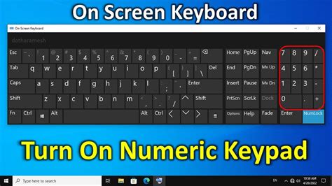 How To Turn On Numeric Keypad In On Screen Keyboard Youtube