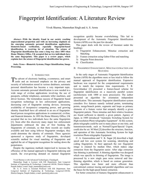 Pdf Fingerprint Identification A Literature Review