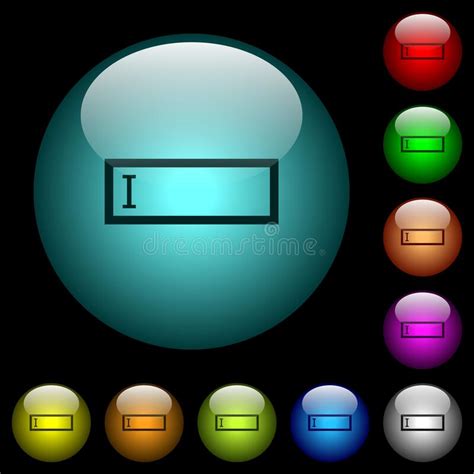 Editbox With Editing Cursor Icons In Color Illuminated Glass Buttons Stock Vector Illustration