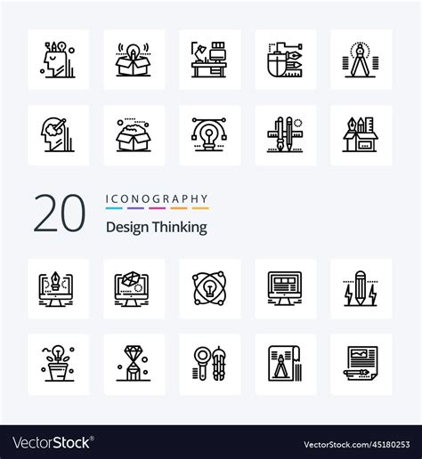 20 Design Thinking Line Icon Pack Like Web Vector Image