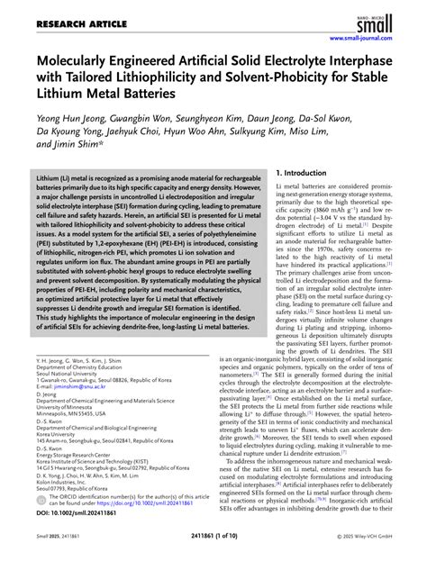 Molecularly Engineered Artificial Solid Electrolyte Interphase With Tailored Lithiophilicity And