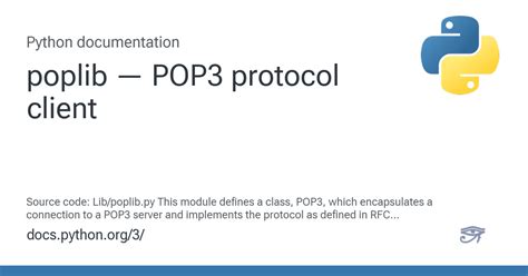 Poplib — Pop3 Protocol Client — Python 3140 Documentation
