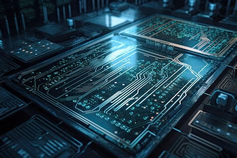 Premium Ai Image Close Up View Of Modern Electronic Circuit Board Technology Concept 3d