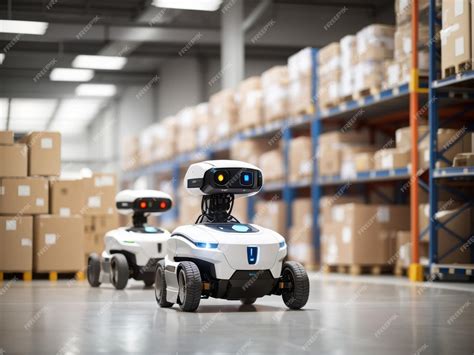 Premium Photo Robotic Logistics Hub Image Of Delivery Robots With Sensors Parked In Smart Facility