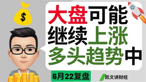 大盘还有空间会继续上涨，多头趋势中｜6月22号复盘｜凯文讲财经｜纳指 标普 特斯拉 苹果 英伟达 谷歌 亚马逊 Meta｜cc有字幕