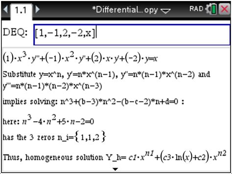 Tinspire Cx Cas Nonhomogeneous Nonlinear Cauchy Euler 3 Order