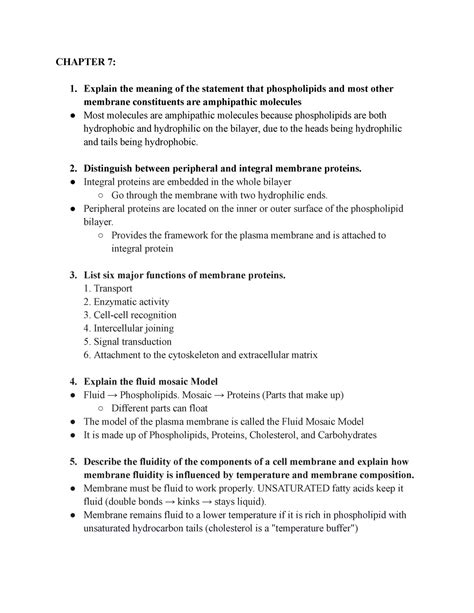 General Biology I Chapter 7 Membrane Structure And Function Part 1