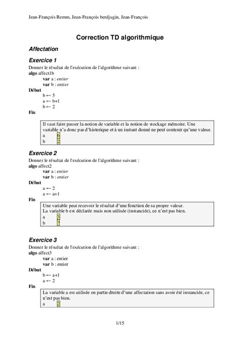 Pdf Jean Correction Td Algorithmique