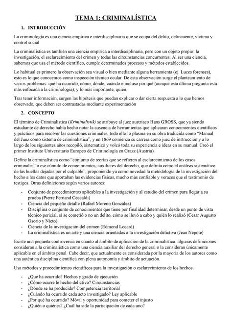 Tema 1 Criminalistica Tema 1 CriminalÍstica 1 IntroducciÓn La