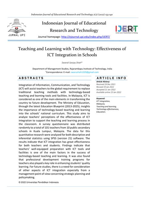 Pdf Teaching And Learning With Technology Effectiveness Of Ict Integration In Schools