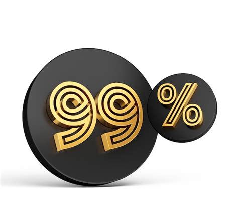 Premium Photo Royal Gold Modern Font Elite 3d Digit Letter 99 Ninety Nine Percent On Black 3d