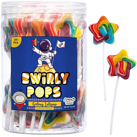 4yoreelves Galaxy Star Rainbow Lollipops 24ct Individually Wrapped