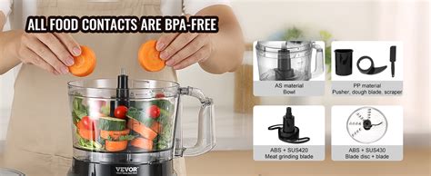 Vevor Food Processor 7 Cup Vegetable Chopper For Chopping Mixing