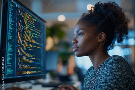 Cropped Shot Of Female African American Software Developer Coding Scripts While Typing On