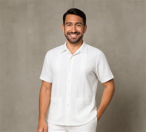 Guayabera Blanca Cuello Camisero Manga Corta Bl10