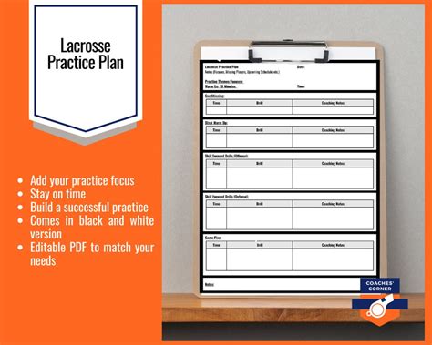 Lacrosse Practice Plan Template Etsy